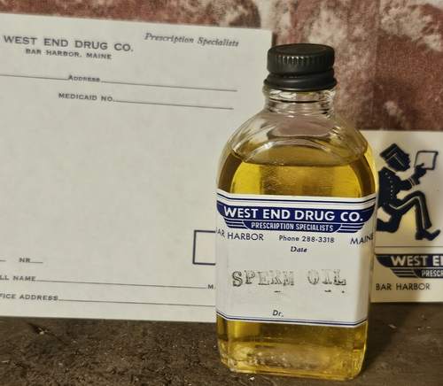 VINTAGE WEST END DRUG CO. SPERM OIL BOTTLE SEWING MACHINE, GUN OIL | eBay