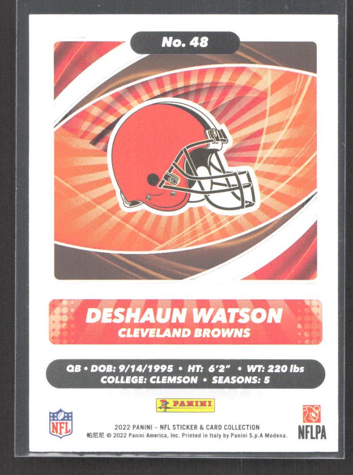2022 Panini Sticker & Card Collection Deshaun Watson #48 Light Blue ...