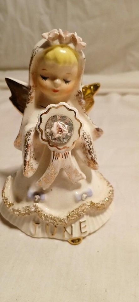 Vintage Lefton Japan Girl June Bride Angel Figurine Rhinestones 1950s ...