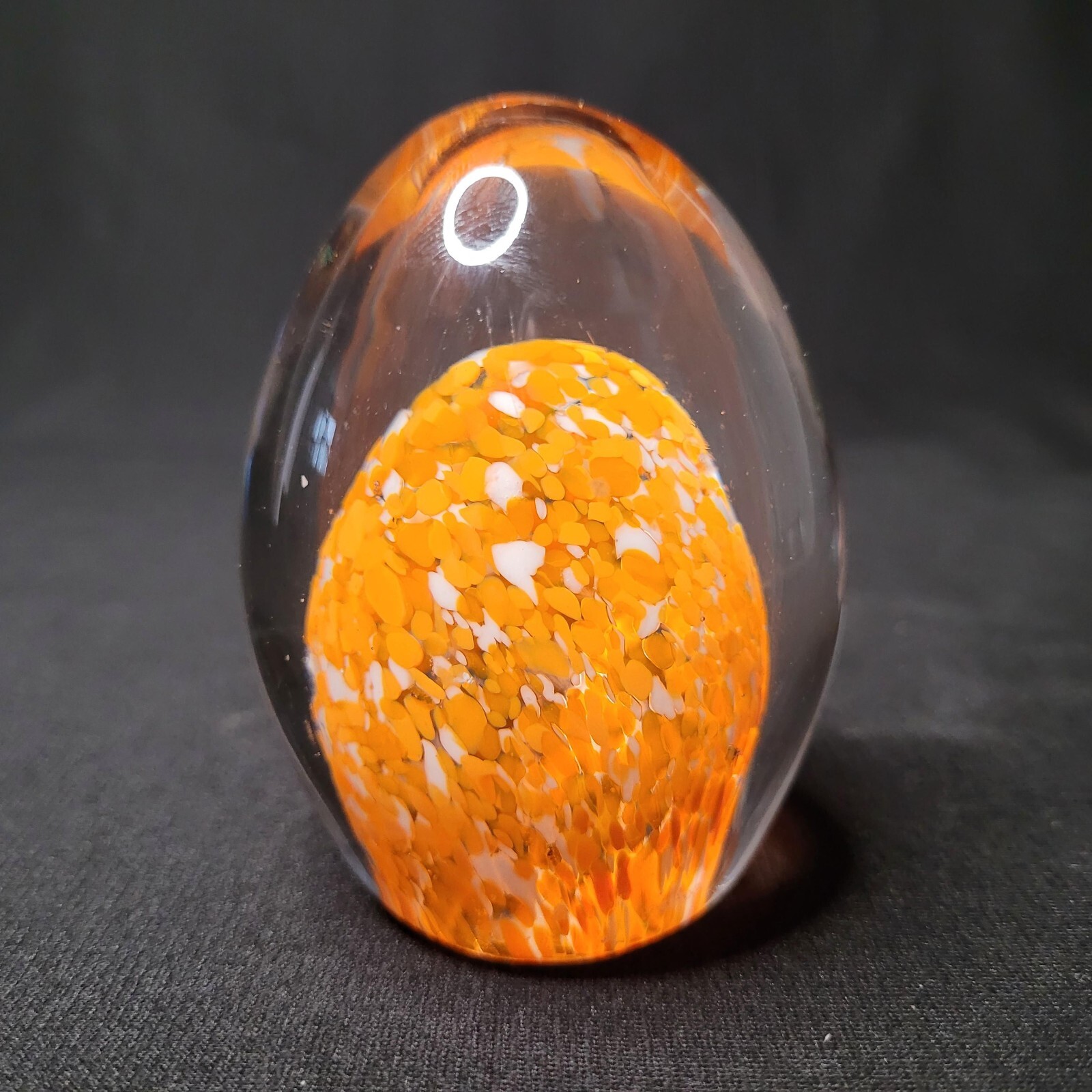 Orange White Speckled Mottled Egg Shaped Art Glass Paperweight | eBay
