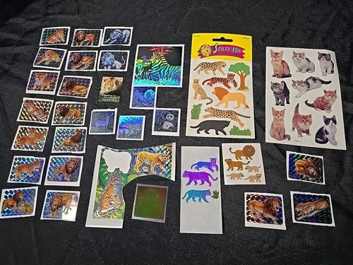 Vintage Sticker Lot FUZZY Sandylion Big Cats Lion Cub Holographic ...