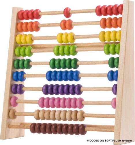 Wooden ABACUS 10 Row Colorful 100 Beads Counting Kid Maths Learning ...