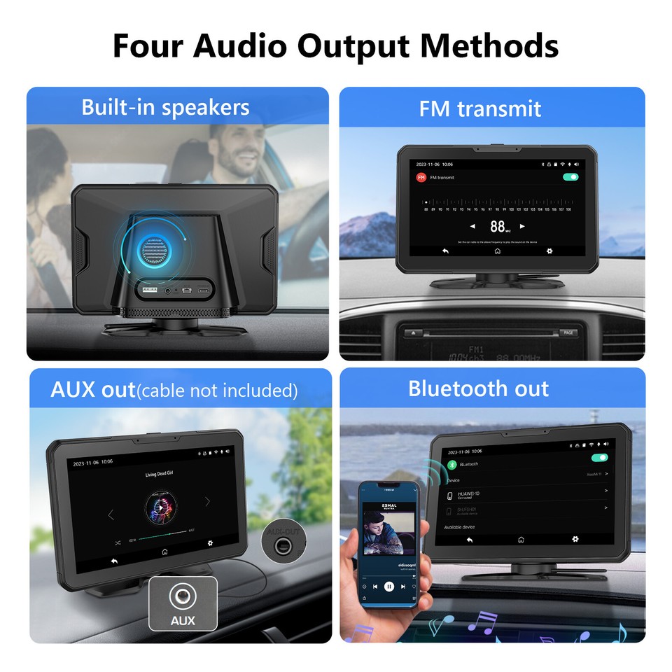 CAM+ On Dash Wireless Android Auto CarPlay 7 inch IPS Display Car Radio ...