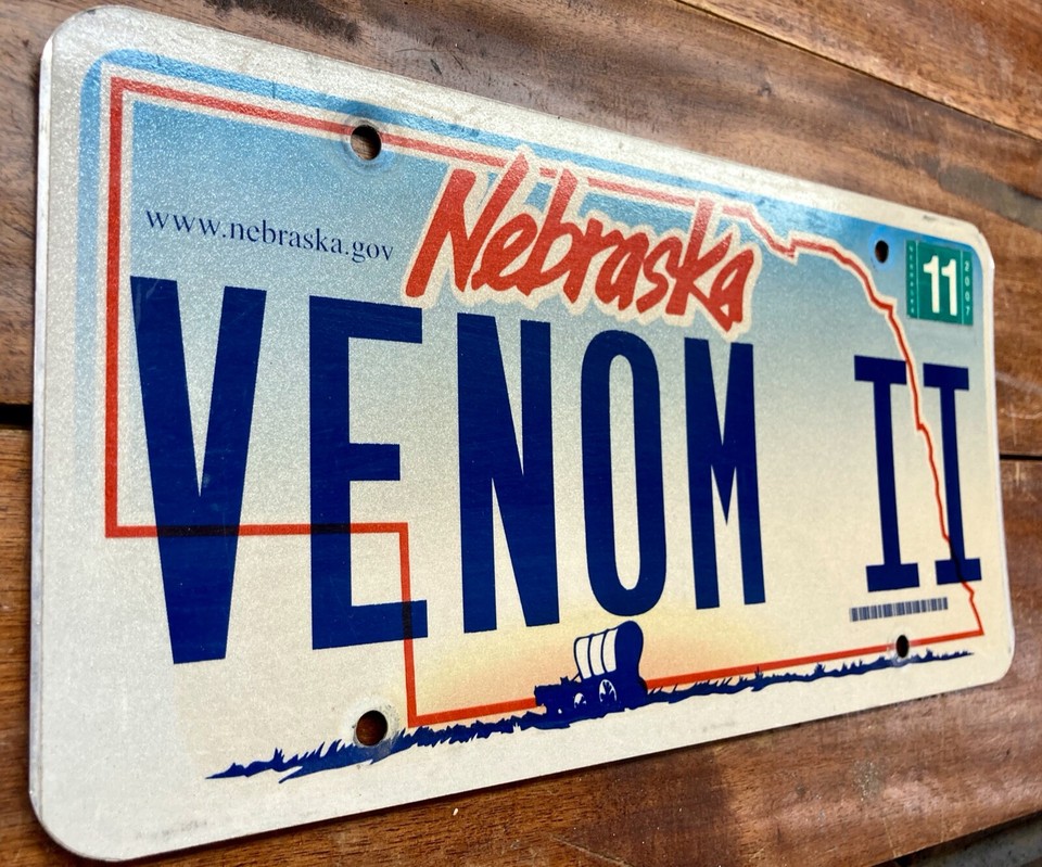 VERY NICE, UNIQUE 2007 NEBRASKA VANITY LICENSE PLATE, "VENOM II", SNAKE ...