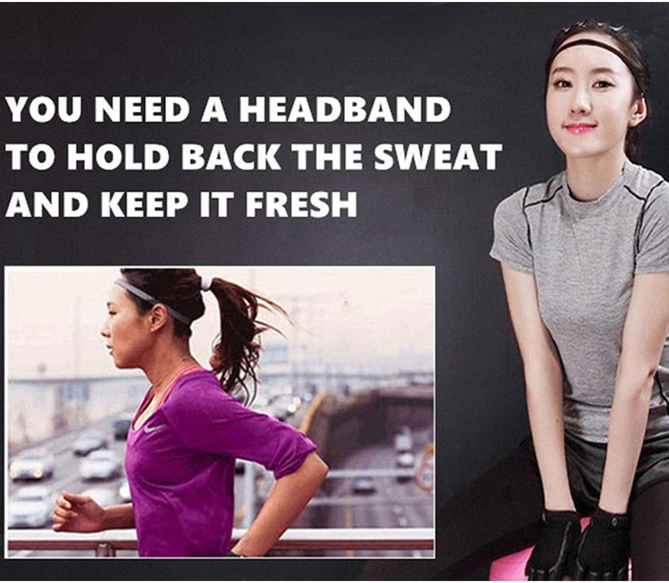 [3 Pack] Anti-Slip Thin Elastic Black Sports Headbands Yoga Head Band ...