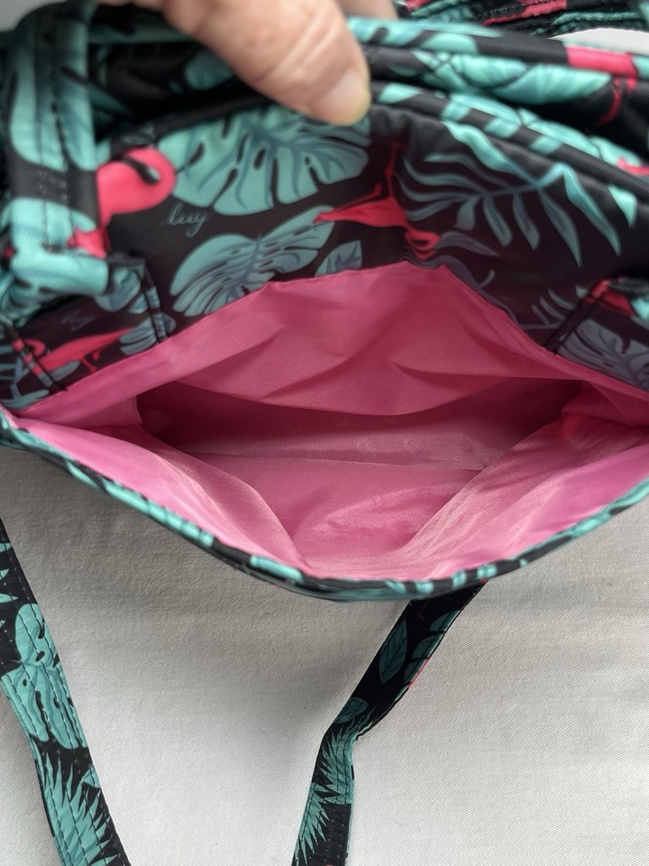 LUG Mini Puddle Jumper Tote/ Shoulder Bag Quilted Flamingos EXC COND | eBay