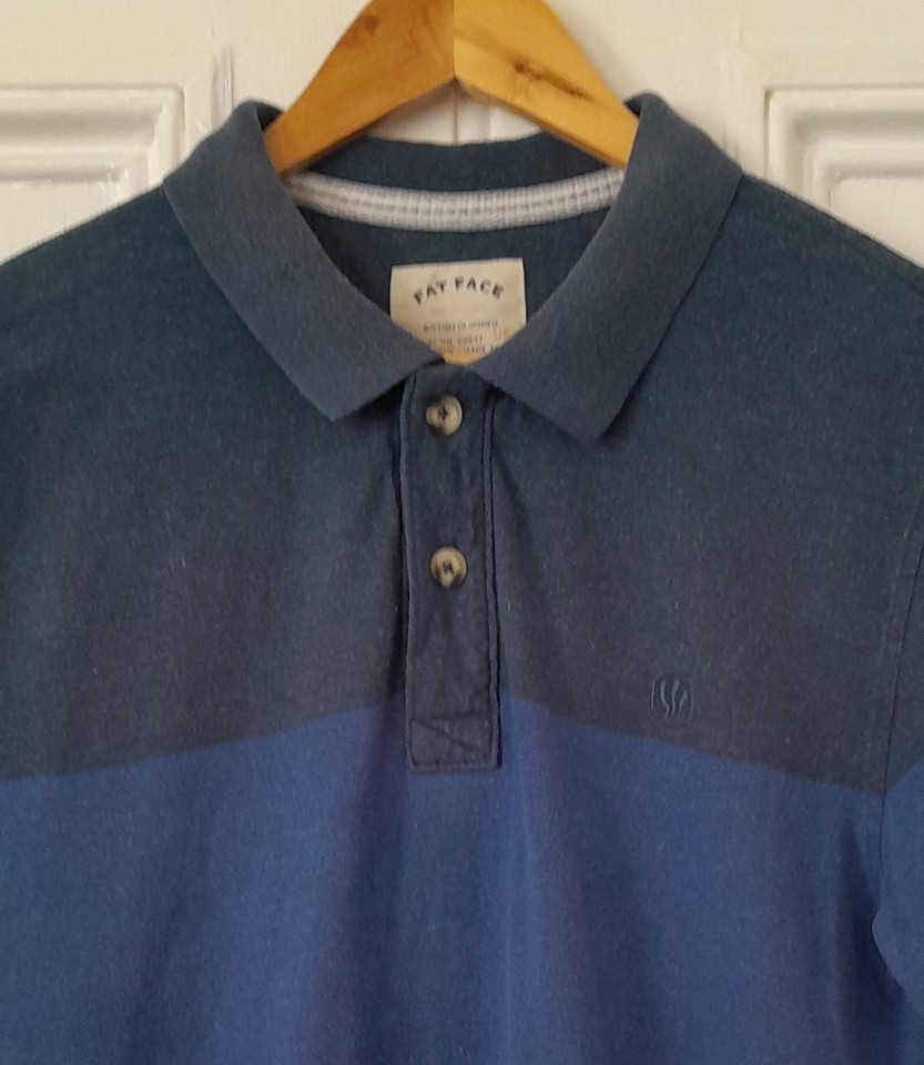 Fat Face Short Sleeve Polo Shirt Blue Navy and Pale Pink size L Large ...