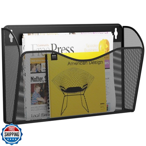 GDINDINFAN Single Pocket Wall File Holder, Mesh Hanging File Folder ...
