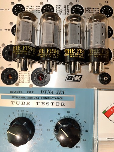 Quad THE FISHER 7591A Power Tubes By Sylvania Test Very Strong For Gm ...