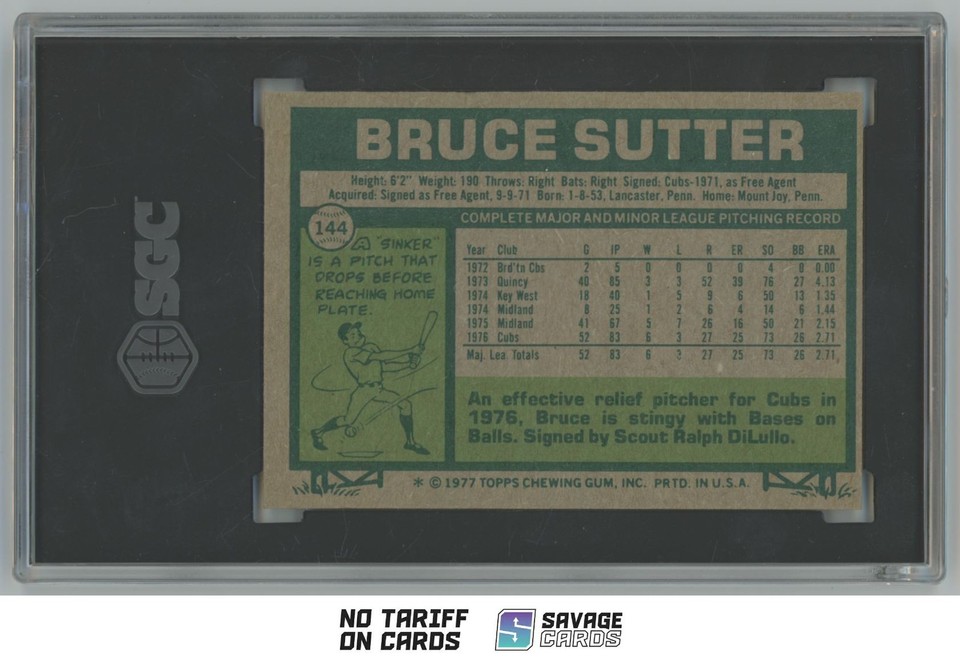 1977 Topps Bruce Sutter RC SGC 7.5 #144 Chicago Cubs | eBay