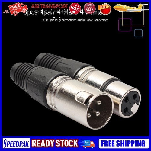 8pcs MIC Cable Terminal 4 Male 4 Female 3Pin Microphone Plug for Power ...