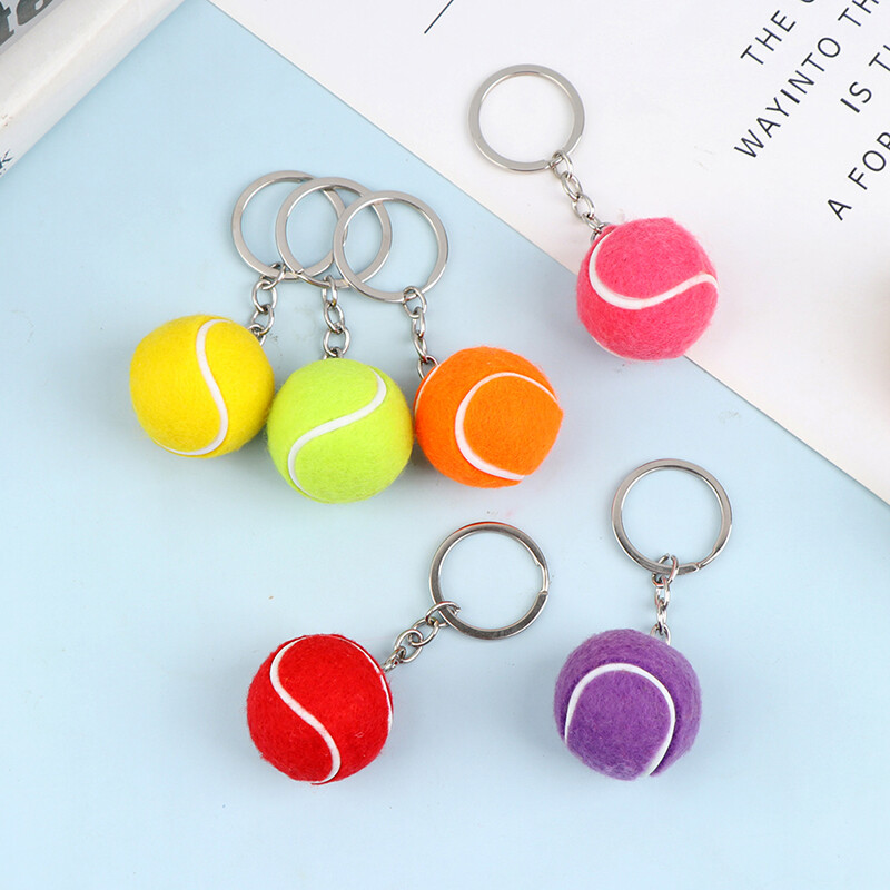 Tennis Ball Metal Keychain Car Key Chain Key Ring sports chain sliver ...