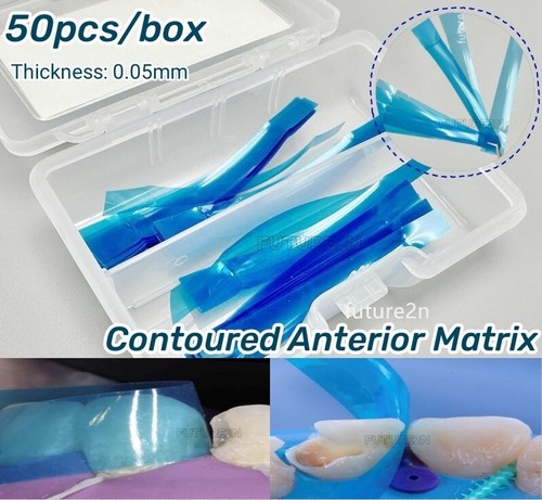 1 box Dental Blue Polyester Strip M8 Contoured Anterior Matrix Bands ...