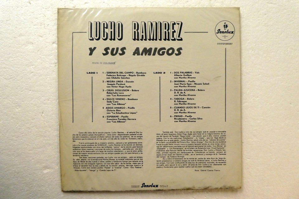 LUCHO RAMIREZ Y Sus Amigos LP MINT- sonolux Latin bolero pasillo #2917 ...
