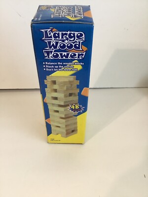 Large Wood Tower Game 48 Pieces NEW, FACTORY SEALED PACKAGE! | eBay