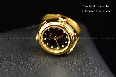 Invicta Mini Angel Women's Quartz Crystal Accented Ring 18mm Black Dial ...