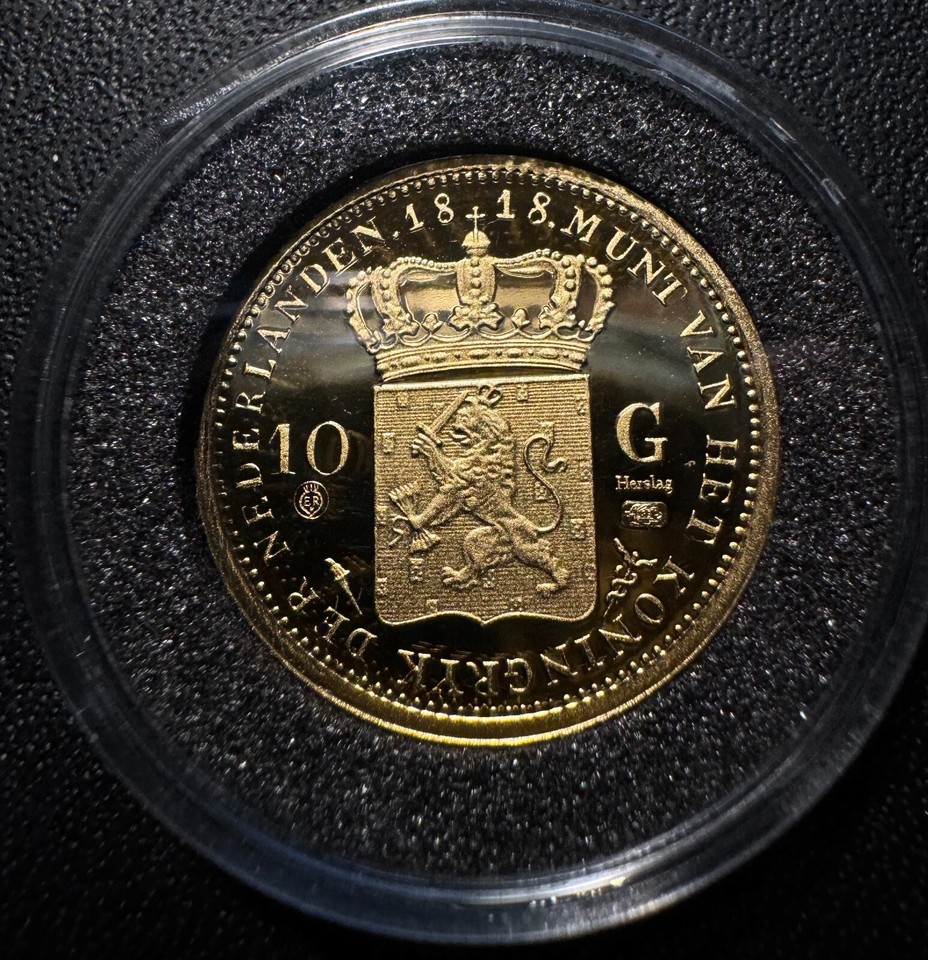 The Netherlands 10 gulden 1818 Utrecht gold coin restrike 3,51 grams ...
