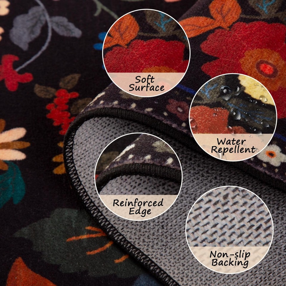 Floral 5x7 Area Rug Machine Washable Soft Print Boho Carpet Non Slip ...