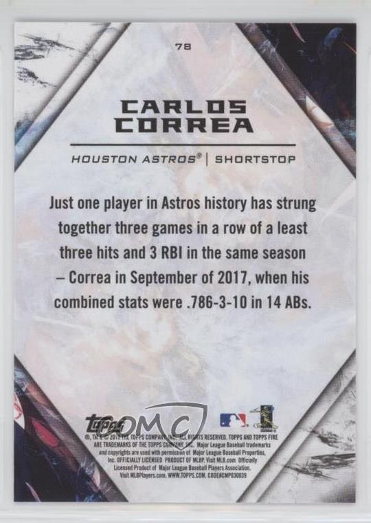 2018 Topps Fire Carlos Correa #78 11pj | eBay