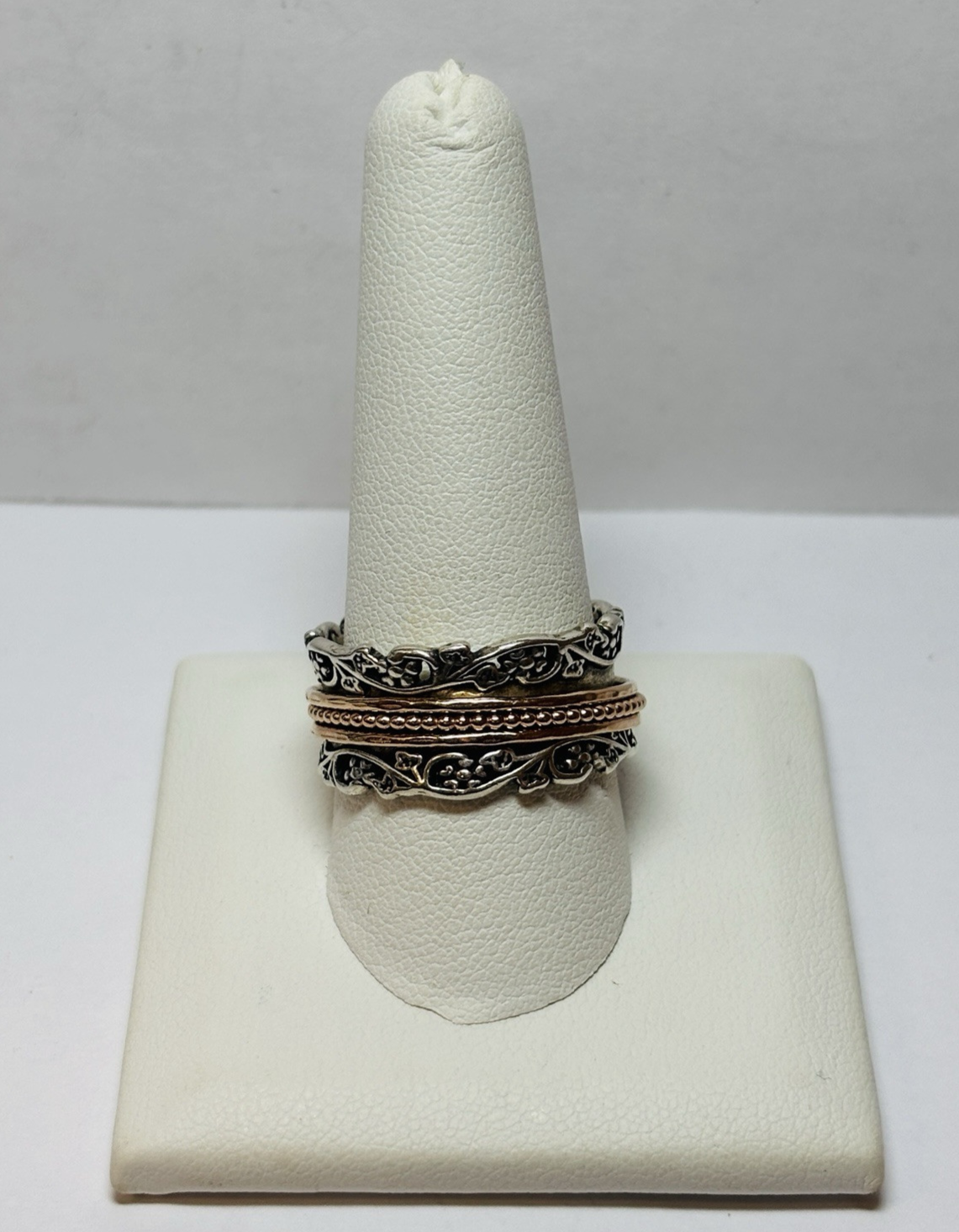 Or Paz Israel Sterling 925 Silver Rose Colored Floral Lace Spinner Ring ...