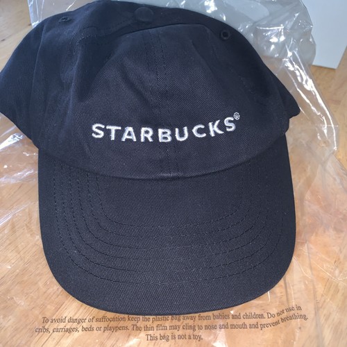 Starbucks Employee Strapback Adjustable Hat Black w/ White Embroidered ...