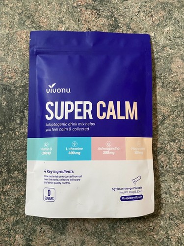Super Calm Powdered Drink Mix Raspberry L Theanine Ksm-66 Ashwagandha ...