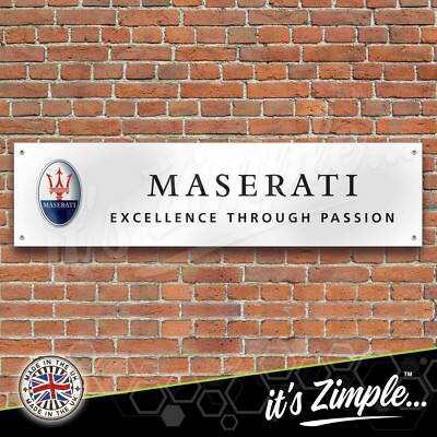 Maserati Cars Excellence Through Passion Banner Garage Workshop Sign ...