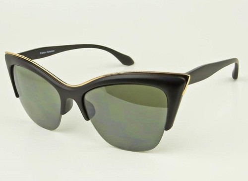 Cat Eye Semi Rimless GOLD Rim RITA Tryst PinUp Razor Big Mosaic ...