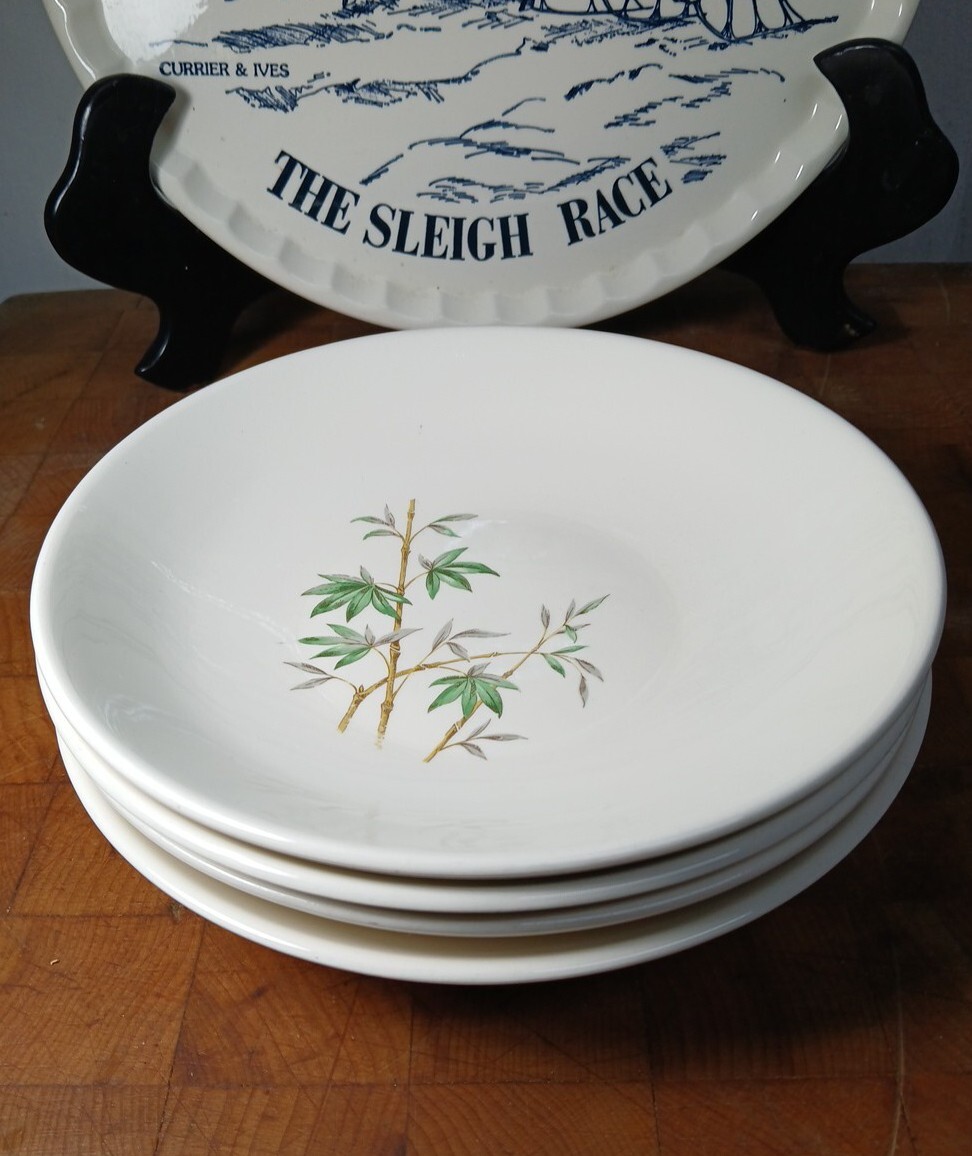 Vintage French Saxon China Set Of 4 Bamboo Salad Plates Made In U.S.A ...