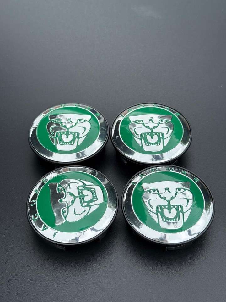 Jaguar Wheel Center Caps Green &Air Caps 59mm S-Type X-type XF XJ8 XEL ...