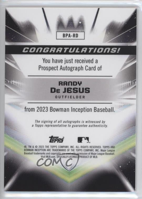 2023 Bowman Inception Auto 41/300 Randy De Jesus #BPA-RD Auto 01ix | eBay