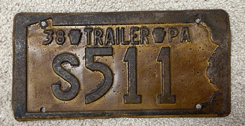 Vintage 1938 Pennsylvania Trailer License Plate S 511 | eBay