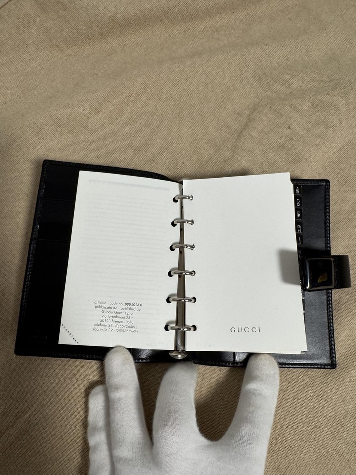 Gucci Leather Agenda Planner 6-Ring Black Organizer Made in Italy 090. ...