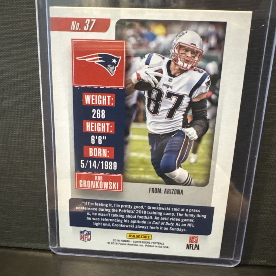 2018 Panini Contenders - Rob Gronkowski #37 PATRIOTS FUTURE HALL OF ...