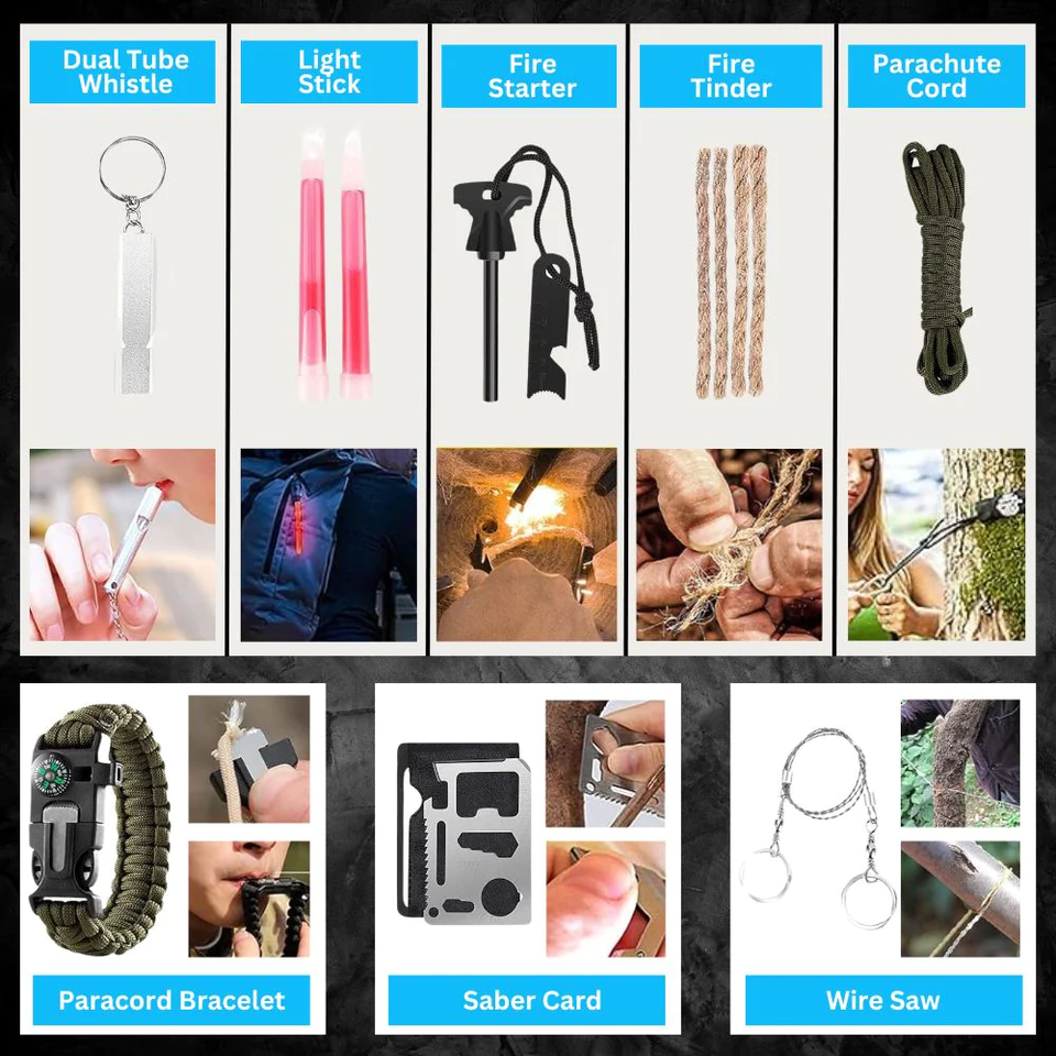 Survival Kit and First Aid Kit, 142Pcs Survival Gear & Equipment, for ...