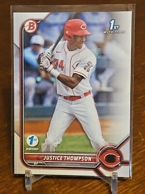 2022 Bowman 1st Edition Justice Thompson 1st #BPPF-59 Cincinnati Reds ...