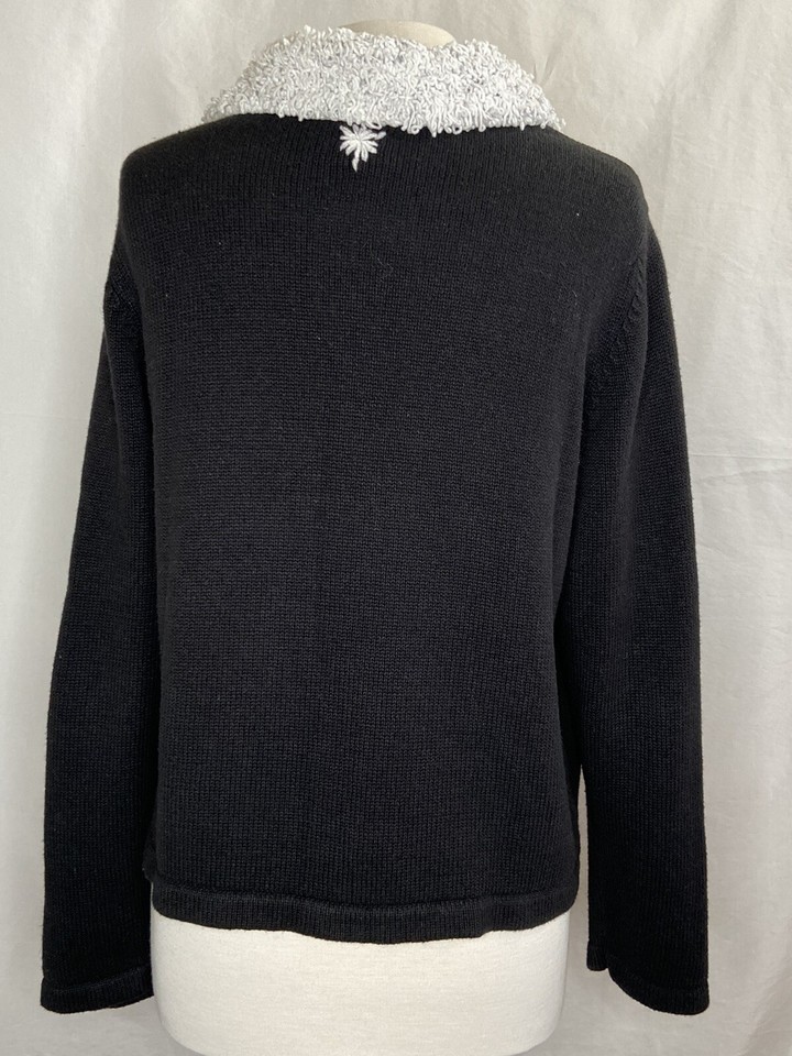 Vintage Christmas Sweater All Points by Reference Point Black White ...
