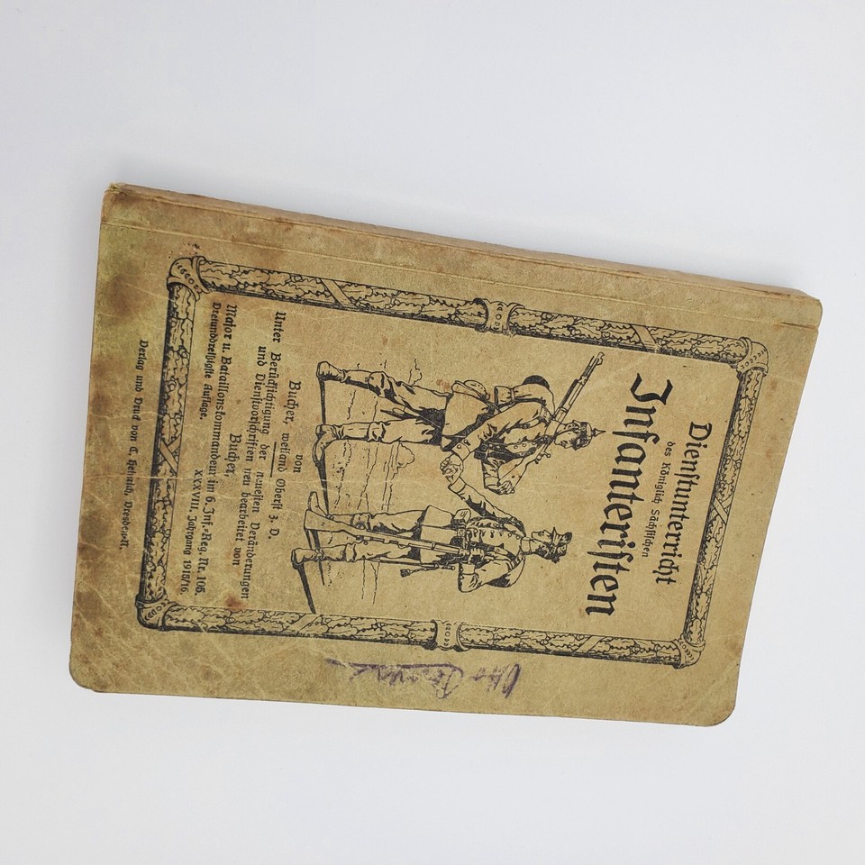 Original WWI WW1 German Saxon Royal Infantry training manual book color ...