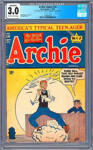 ARCHIE COMICS #16 CGC 3.0 GOLDEN AGE CLASSIC VIGODA ART CONSERVED GRADE ...