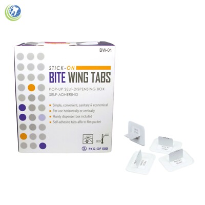 Dental X-Ray Bite Wing Tabs Self-Adhesive Stick-On 500/box Pac-Dent BW ...