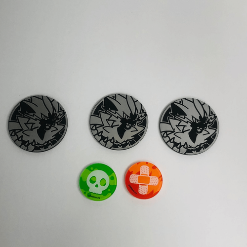 pokemon tcg coin lot plastic lot of 5 green orange flip coins | eBay
