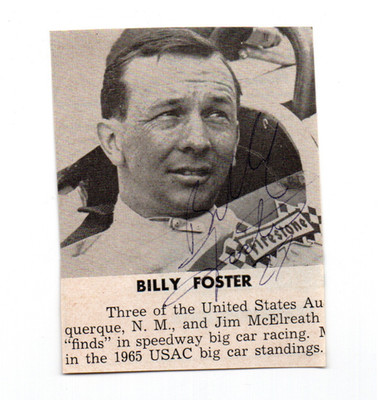 Vintage USAC Billy Foster original hand signed autograph | eBay