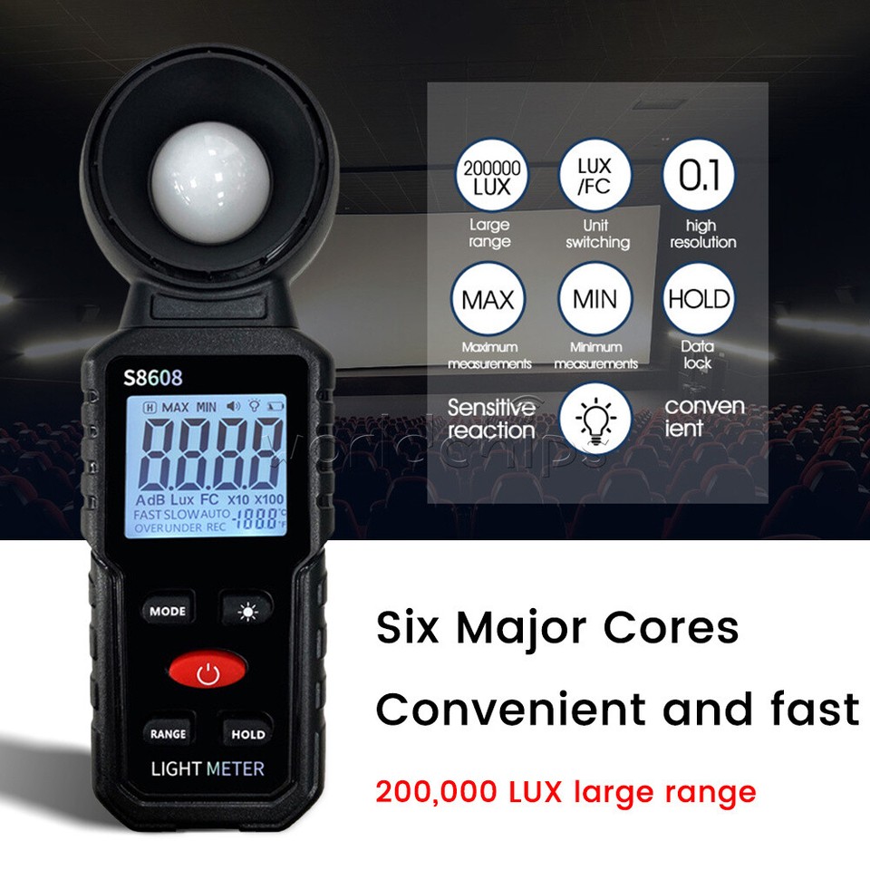 S8608 LCD Light Meter Digital Illuminance Meter Luxmeter Photometer ...