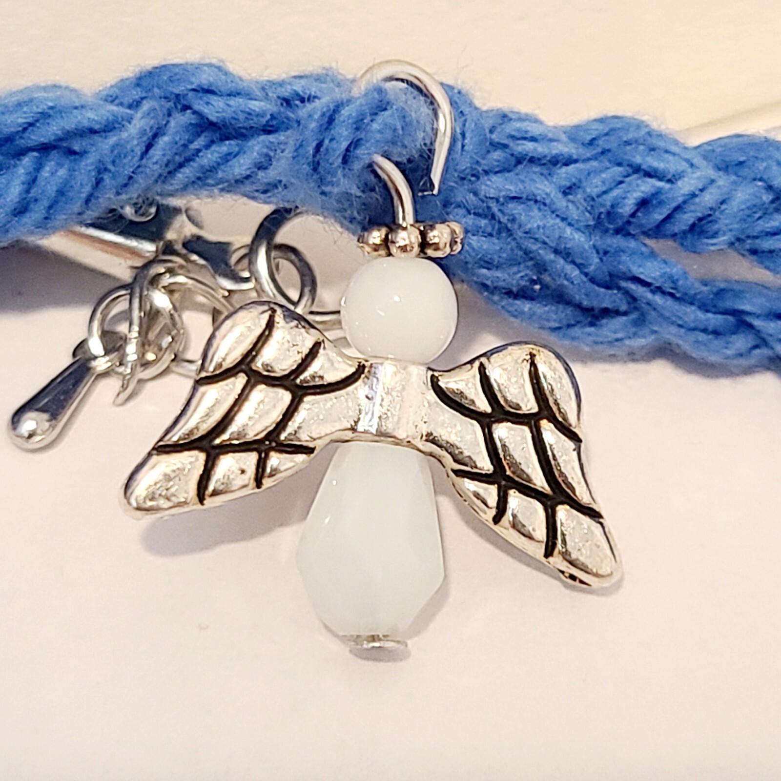 Hand-made Christian Blue Double Braided Rope Cord with Angel Pendant ...