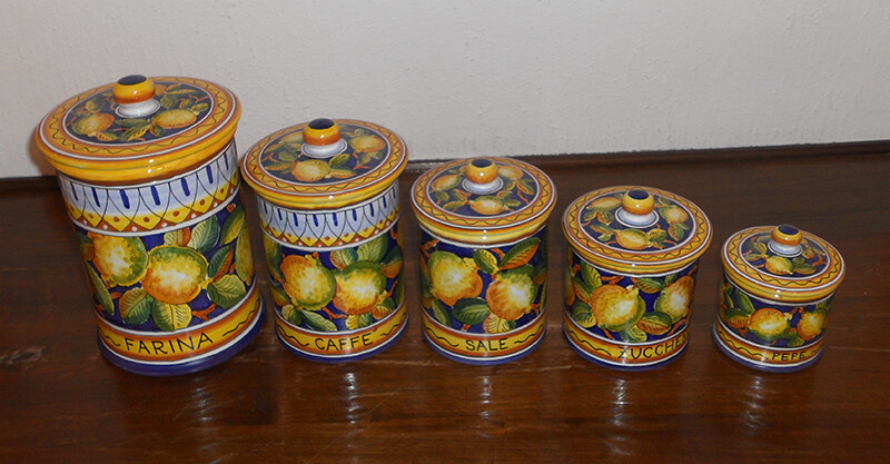 DERUTA ITALIAN POTTERY TUTTO LIMONI 5 PCS CANISTERS SET | eBay