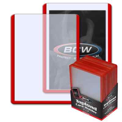 BCW Standard Size Card Holder Red Border 25 Pack 3" x 4" Rigid Plastic ...