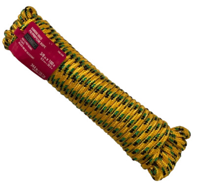 Everbilt Diamond Braid New Polypropylene Rope Yellow Green 3/8" x 100 ...