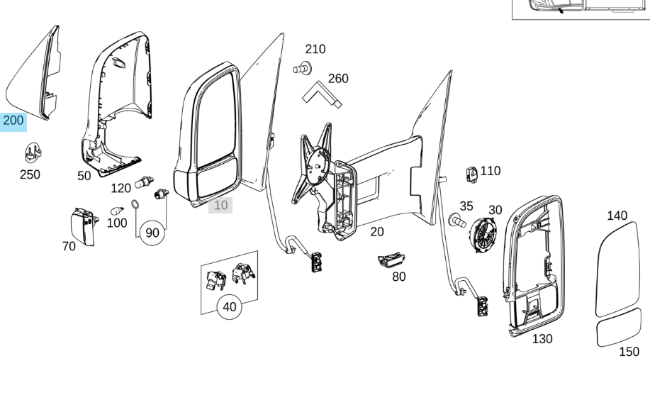New Genuine Mercedes-Benz Sprinter 907 910 Mirror Cover Front Left ...