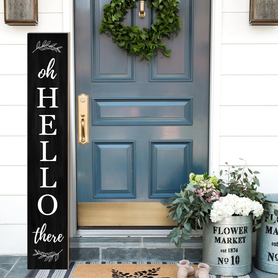 Welcome Porch Sign Oh Hello There Wooden Welcome Sign Vertical Hanging ...