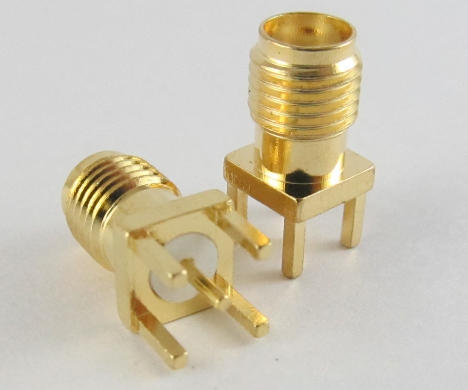 10 pcs Gold SMA Female Jack to PCB Board Mount Coaxial Solder RF ...